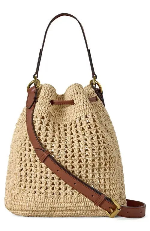 Mulberry Small Crochet Raffia Bucket Bag