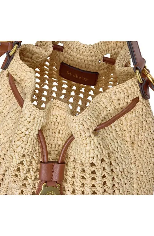 Mulberry Small Crochet Raffia Bucket Bag