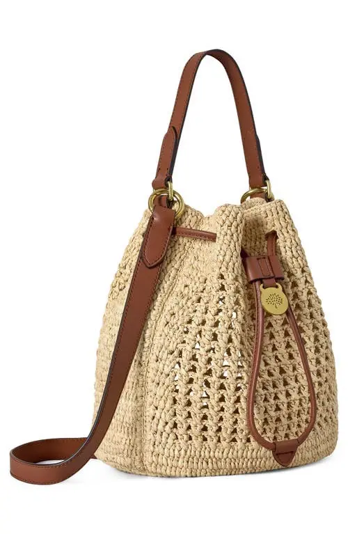 Mulberry Small Crochet Raffia Bucket Bag