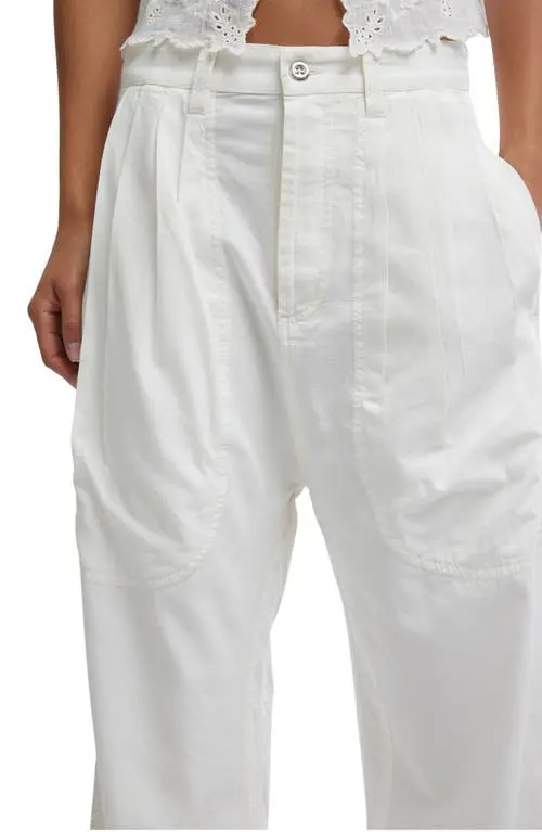 Free People Clover Drop Crotch Pleated Poplin Pants - Tofu
