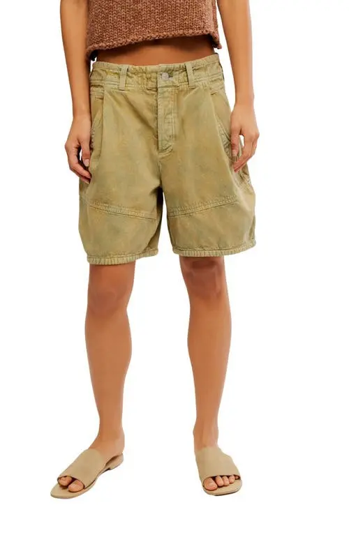 Free People Wild Rebel Barrel Shorts - Outlaw Taupe