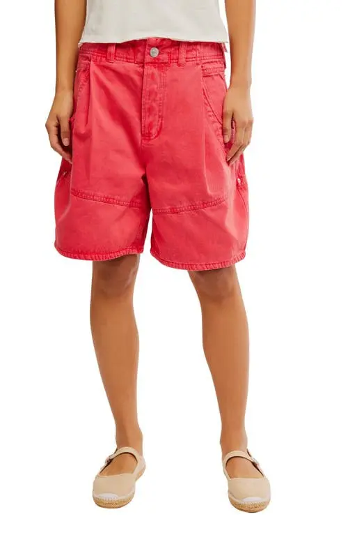 Free People Wild Rebel Barrel Shorts - Tart Berry