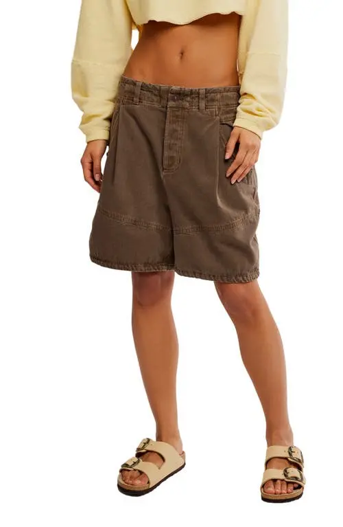 Free People Wild Rebel Barrel Shorts - Teak