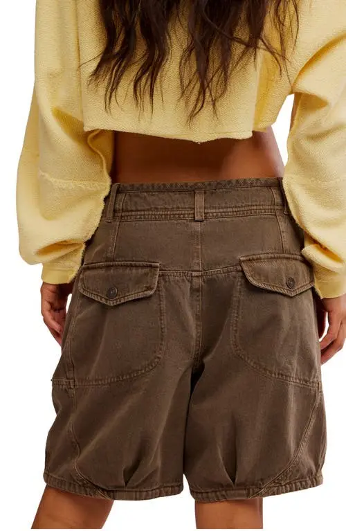 Free People Wild Rebel Barrel Shorts - Teak