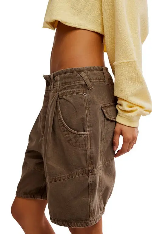 Free People Wild Rebel Barrel Shorts - Teak