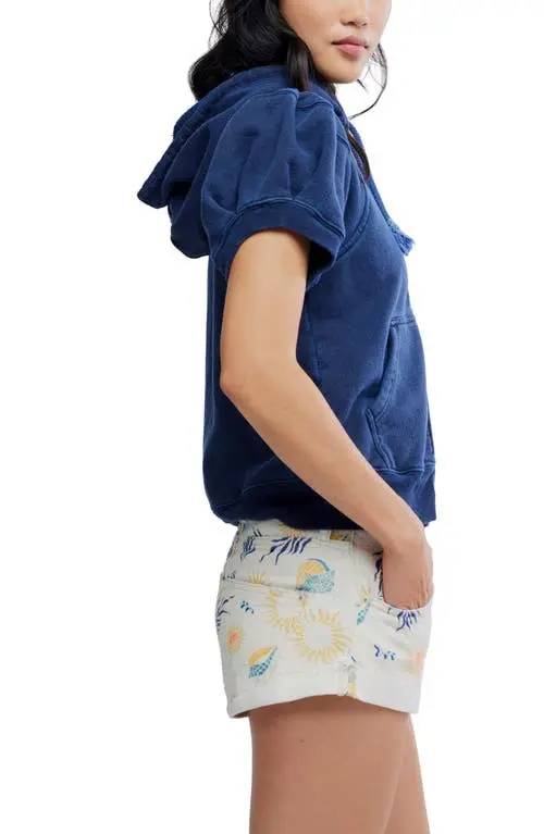 Free People Summer Puff Sleeve Zip-up Sweater