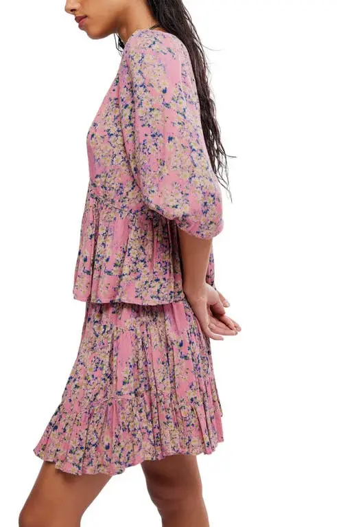 Free People Floral Print Peplum Blouse And Skirt Set