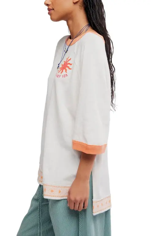 Free People Giuila Graphic Oversized Embroidered Cotton T-shirt
