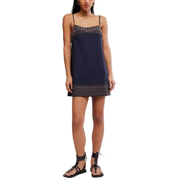 Free People Sunspell Beaded Mini Dress - Black Combo