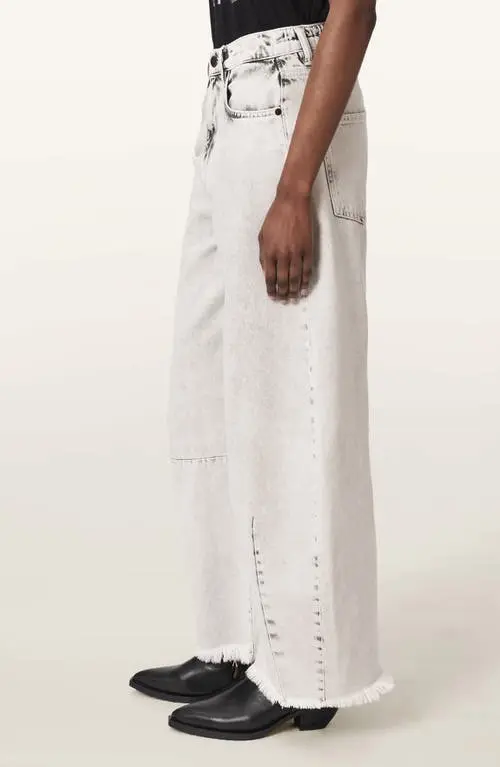 ALLSAINTS Payton Raw Hem Crop Wide Leg Jeans