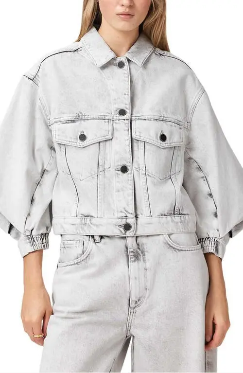 ALLSAINTS Luca Boxy Denim Jacket With 3/4 Sleeves