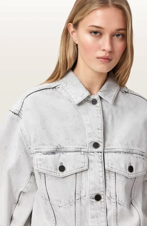 ALLSAINTS Luca Boxy Denim Jacket With 3/4 Sleeves