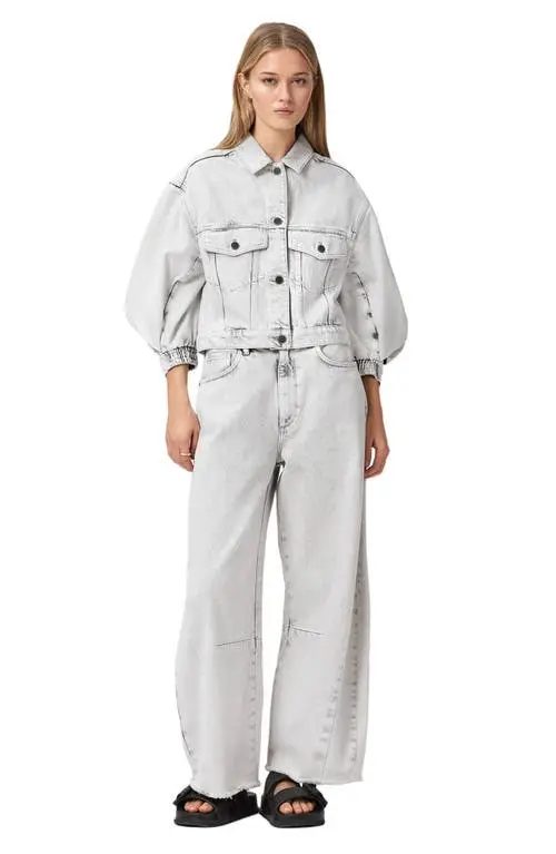 ALLSAINTS Luca Boxy Denim Jacket With 3/4 Sleeves