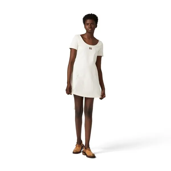 Miu Miu Jersey Mini Dress With Embroidered Logo
