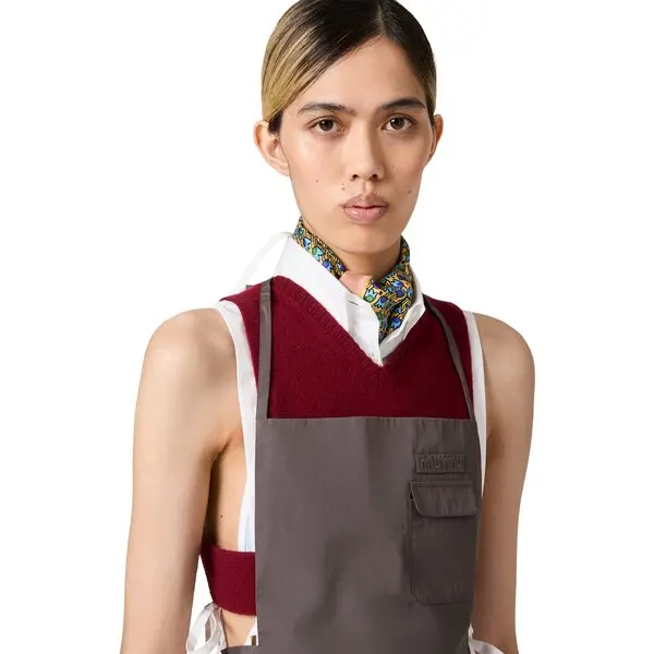 Miu Miu Poplin Apron Top With Embroidered Logo
