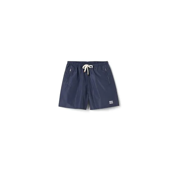 Miu Miu Technical Fabric Drawstring Waist Bermuda Shorts