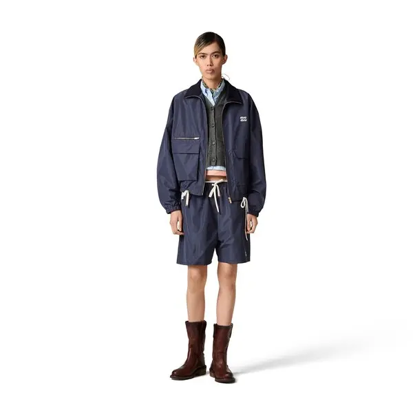 Miu Miu Technical Fabric Drawstring Waist Bermuda Shorts