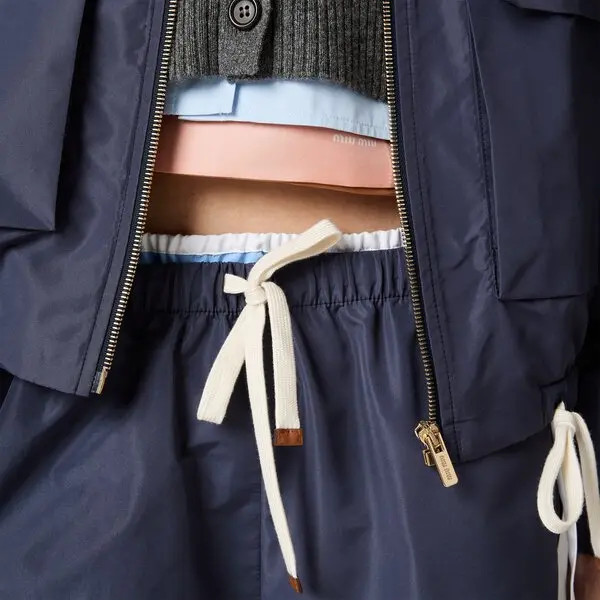 Miu Miu Technical Fabric Drawstring Waist Bermuda Shorts