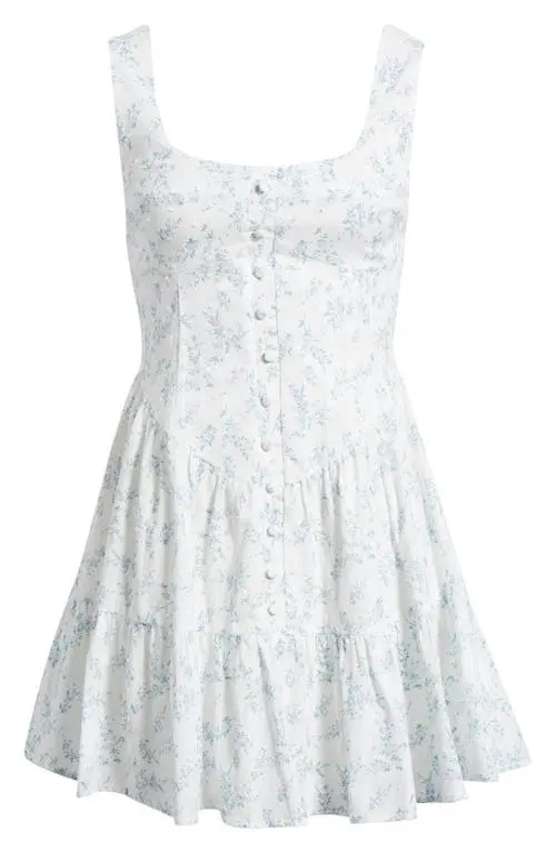 Lulus Rebecca Floral Print Square Neck Mini Dress