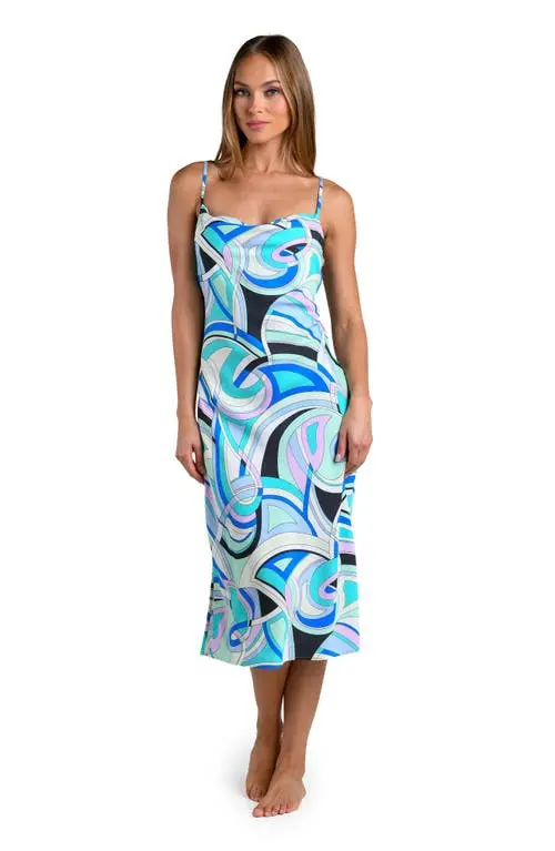 SUNSHINE 79 Studio Swirl Cowl Neck Sleeveless Midi Dress