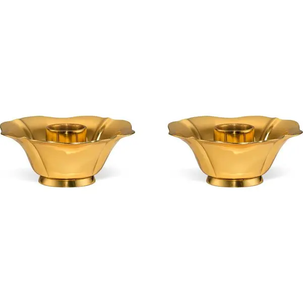 Aerin Olivia Set Of Two Taper Candleholders - Brass