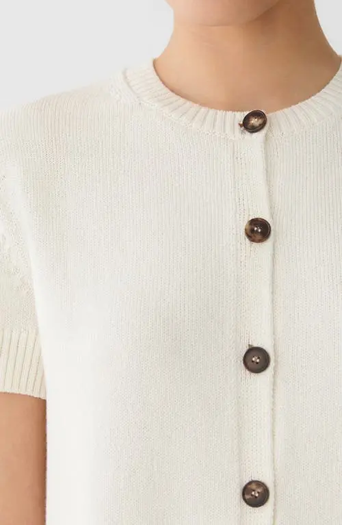 Lafayette 148 New York Short Sleeve Cotton & Silk Cardigan