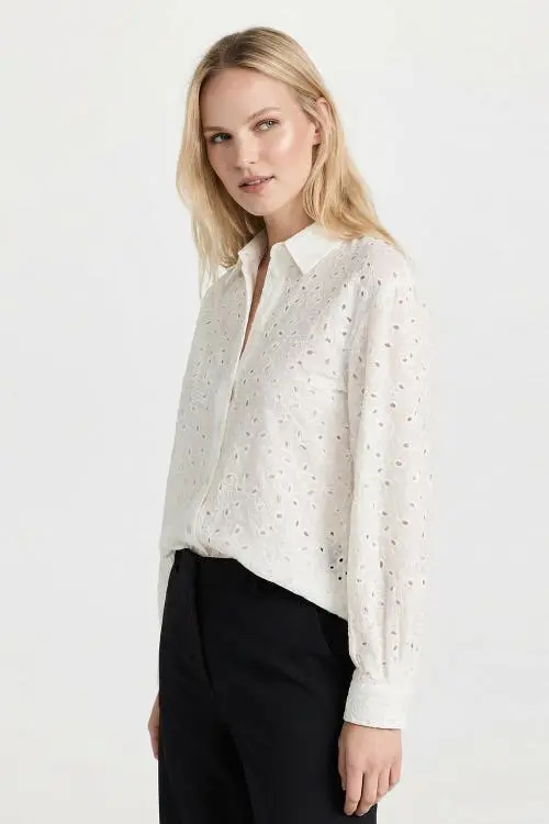 EXQUISE Marlee Broderie Anglaise Shirt - Ecru