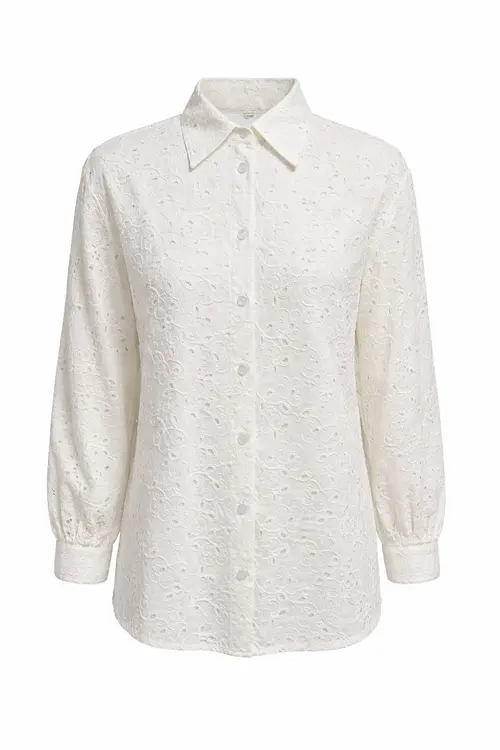 EXQUISE Marlee Broderie Anglaise Shirt - Ecru