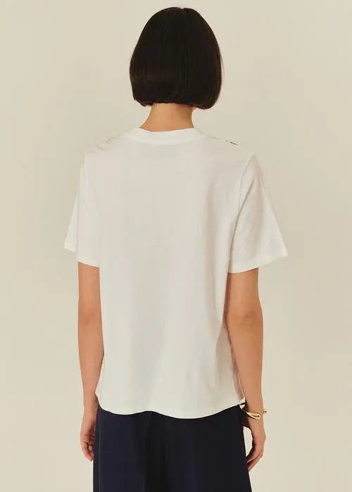EXQUISE Elise T-shirt With Embellished Neckline