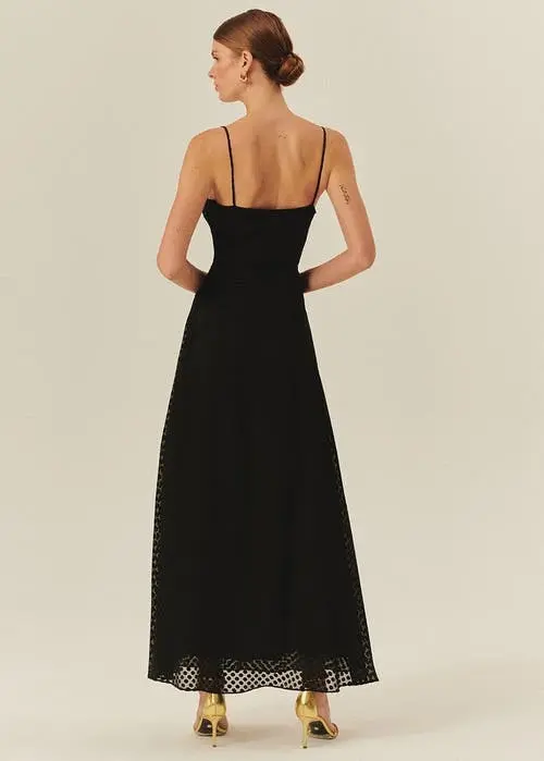 EXQUISE Emely Sleeveless Maxi Dress With Polka Dot Detail