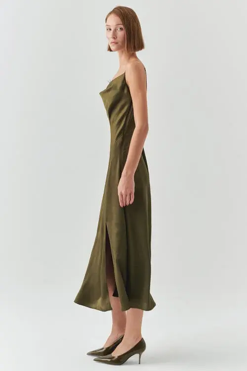EXQUISE Macy Cowl Neck Sleeveless Midi Dress