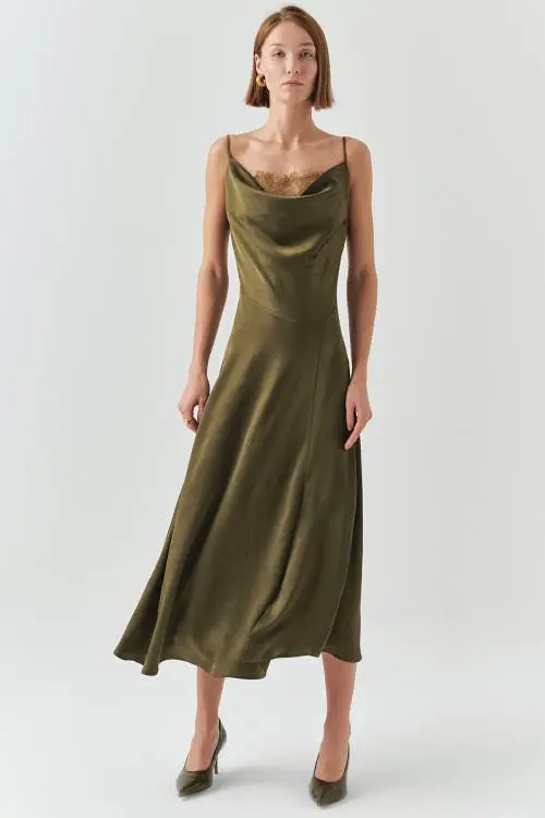 EXQUISE Macy Cowl Neck Sleeveless Midi Dress