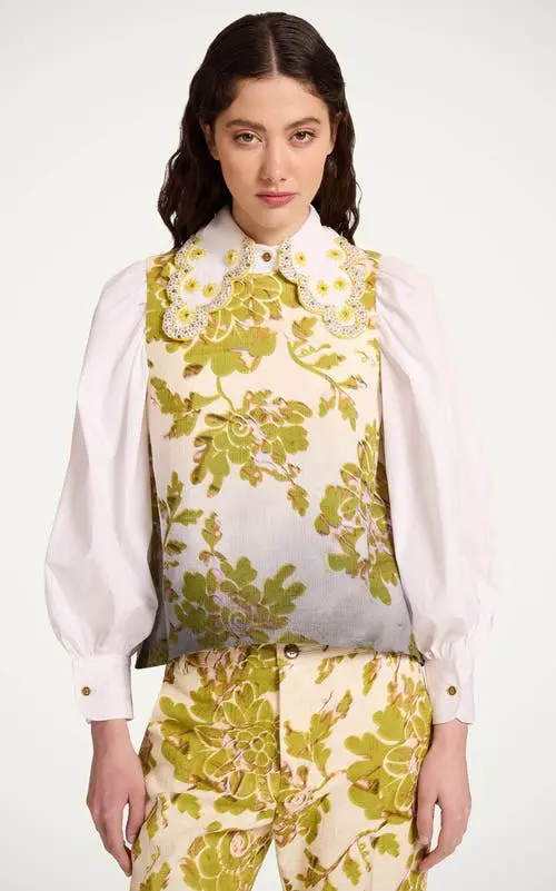 La DoubleJ La Scala Sleeveless Ombre Floral Top - Oasis Ombrée Placée B Green