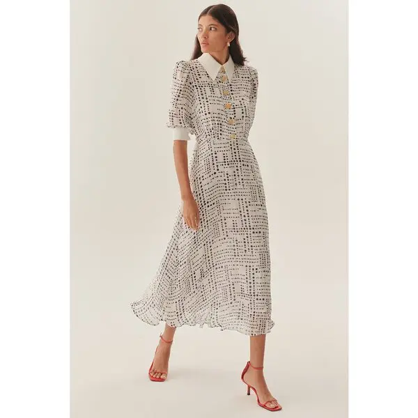 EXQUISE Sawyer Midi Dress - Blue-white
