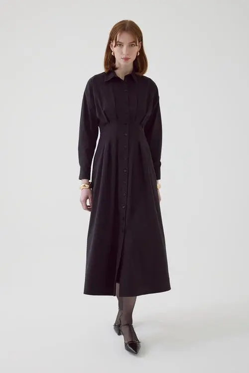 EXQUISE Billie Midi Dress - Black