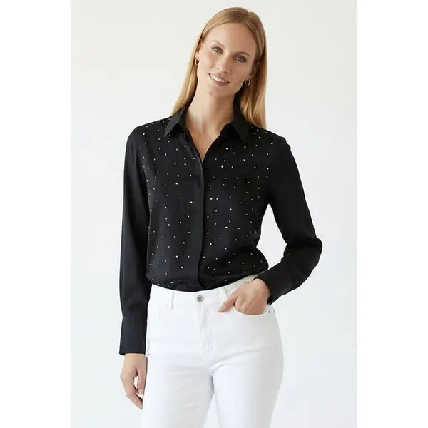 EXQUISE Corrie Long Sleeve Shirt - Black