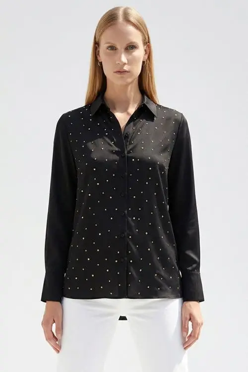 EXQUISE Corrie Embellished Long Sleeve Shirt