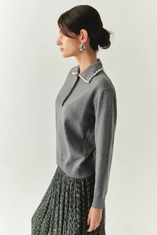 EXQUISE Maleah Trim Collar Sweater
