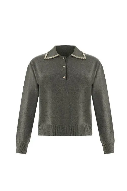 EXQUISE Maleah Trim Collar Sweater