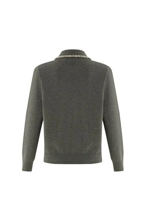 EXQUISE Maleah Trim Collar Sweater