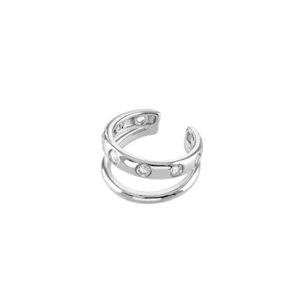 LUCY QUARTERMAINE Art Deco Double Ear Cuff With White Topaz - Sterling Silver