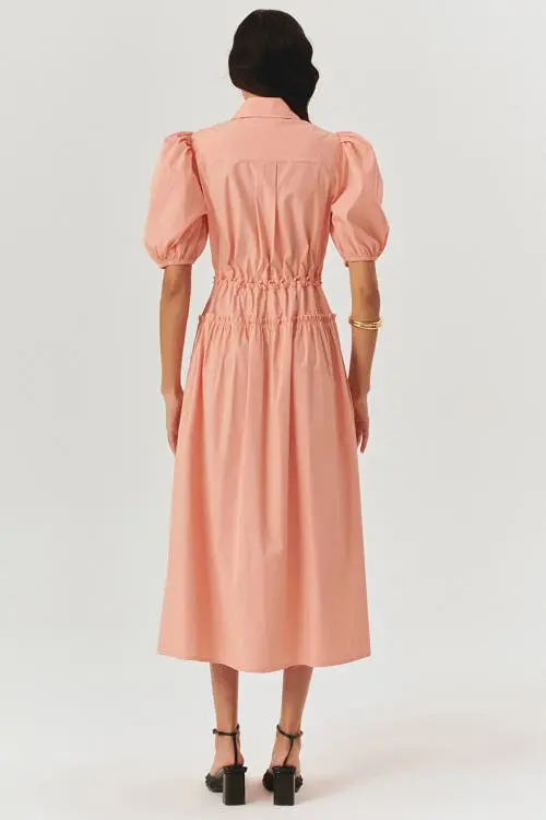 EXQUISE Kamryn Midi Dress With Shirt Collar And Short Sleeves