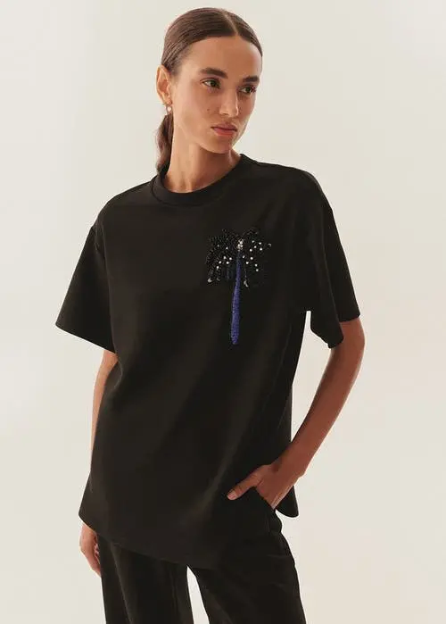 EXQUISE Embellished Tee - Black