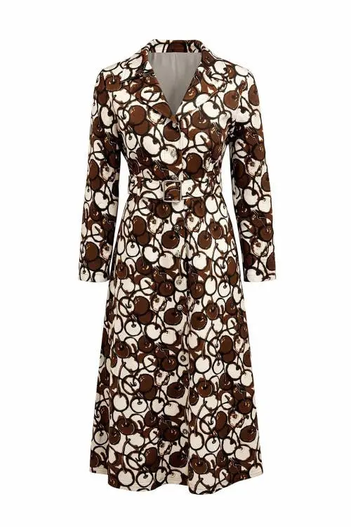 EXQUISE Long Sleeve Button-front Maxi Dress With Belt