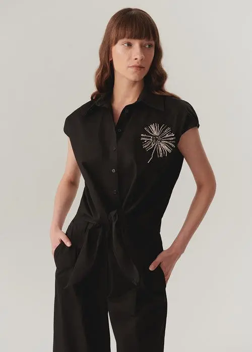 EXQUISE Kimberly Embellished Tie - Black