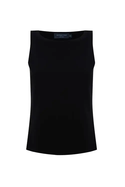 EXQUISE Sleeveless Boat Neck Knit Blouse