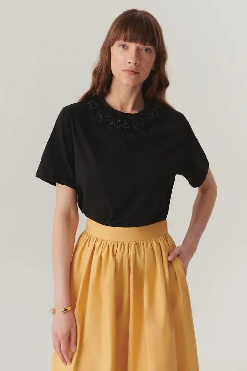 EXQUISE Liliana Knit Tshirt - Black