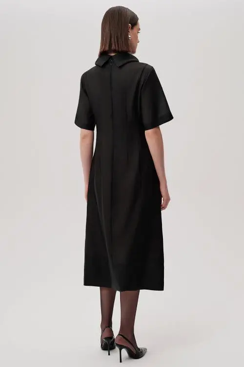EXQUISE High Neck Long Sleeve Dress