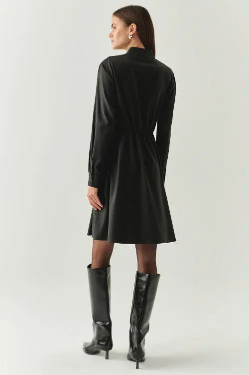 EXQUISE High Neck Long Sleeve Dress