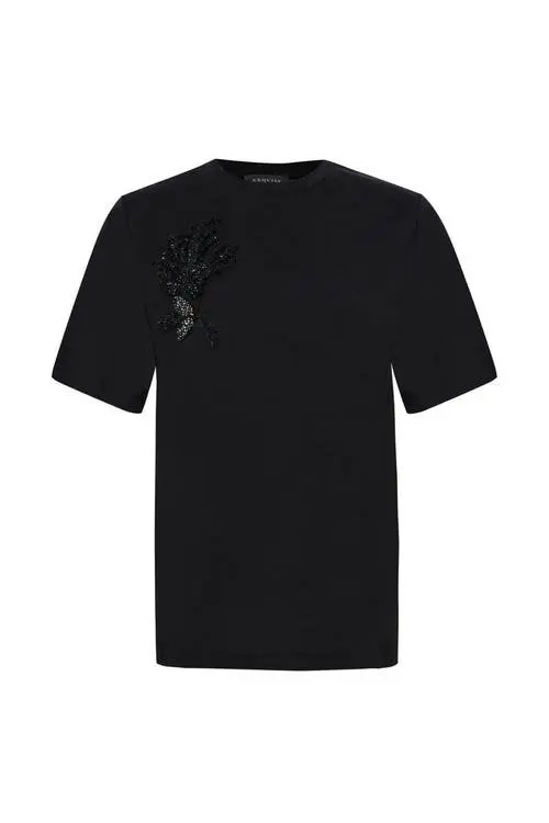 EXQUISE Embroidered Crewneck T-shirt